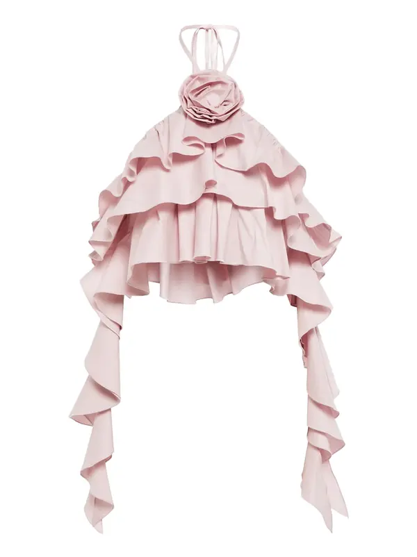 Blumarine Ruffled Halterneck Crop Top - Pink