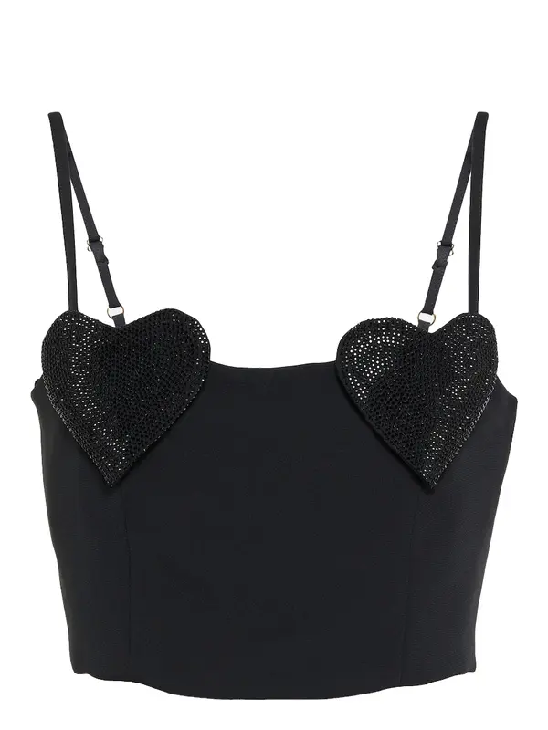 Blumarine Crystal-embellished Cropped Top - Black