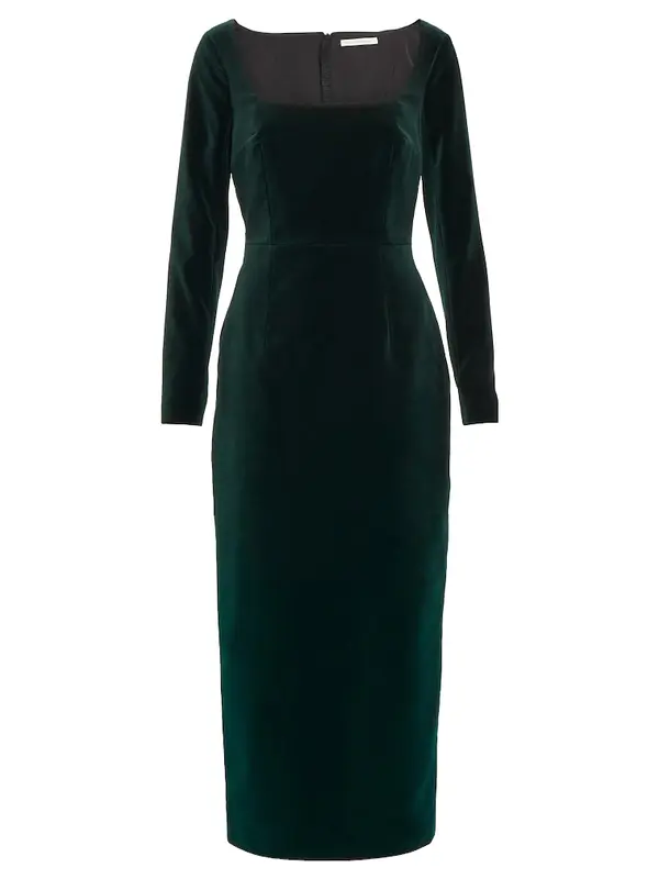 EMILIA WICKSTEAD Nyla Cotton Velvet Midi Dress - Green