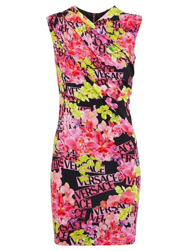 Versace Floral-print Mini Dress - Black