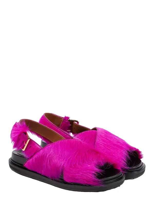 Marni Fussbett Calf Hair Sandals - Pink