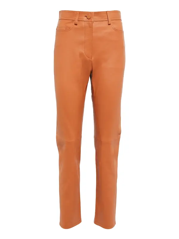 JOSEPH High-rise Leather Pants - Brown