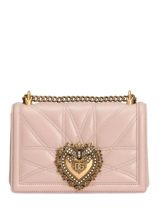 Dolce & Gabbana Medium Devotion Bag In Quilted Nappa Leather - Pale Pink