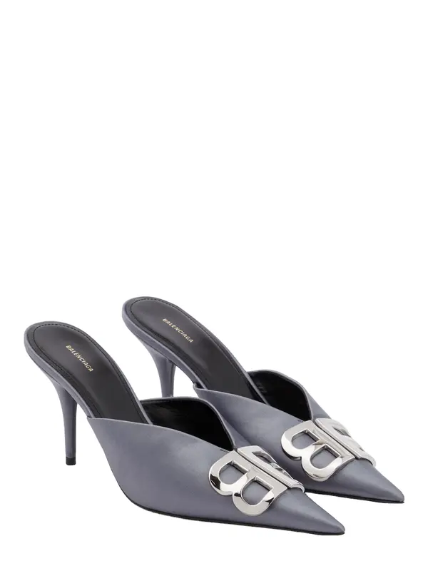 Balenciaga Bb Satin Mules - Grey