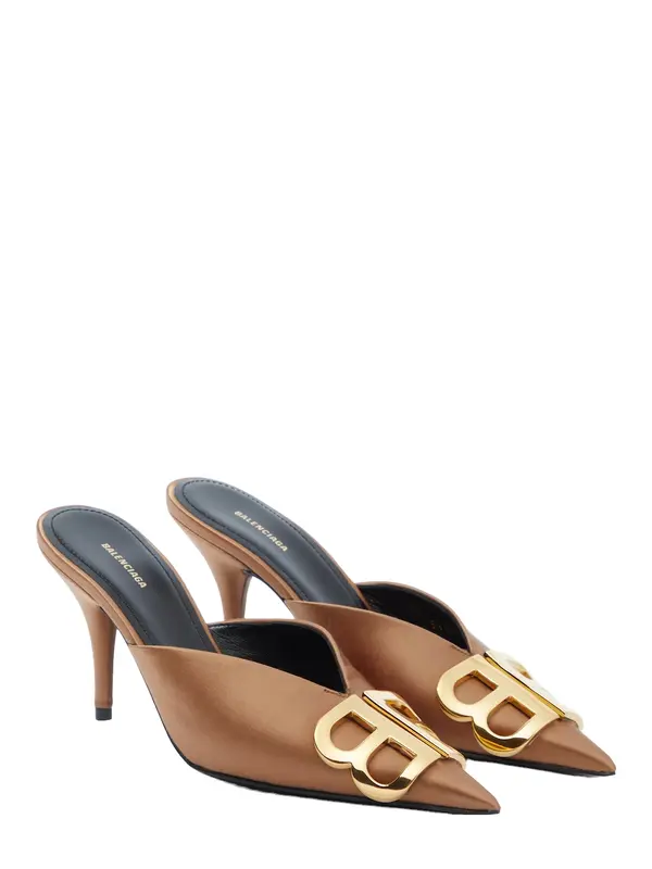 Balenciaga Bb Satin Mules - Brown