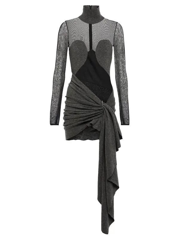 Alaïa Mesh And Wool Minidress - Black
