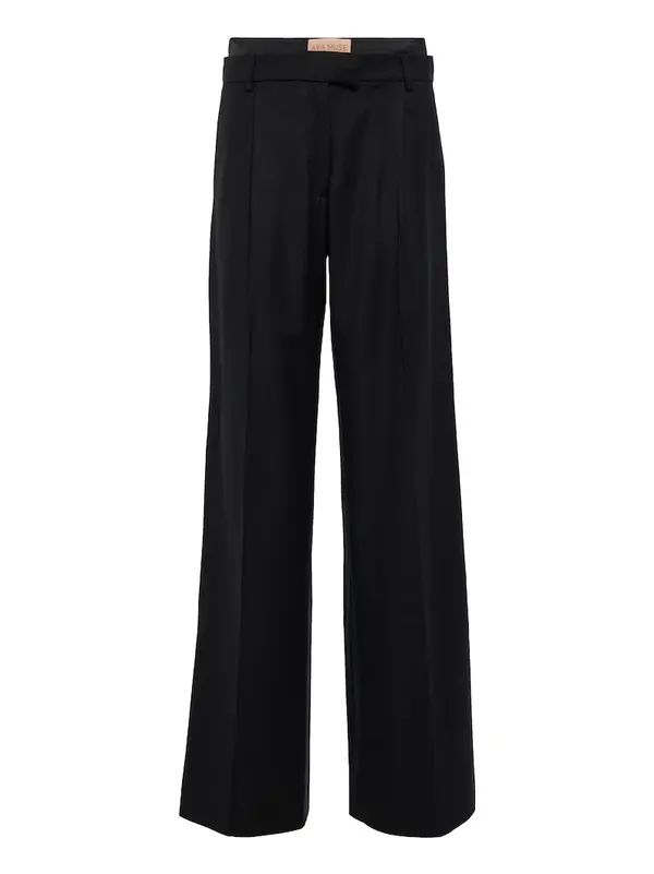AYA MUSE Conso Low-rise Wide-leg Wool Pants - Black