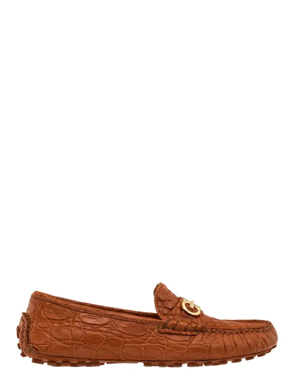 FERRAGAMO Gancini Ornament Driver - Brown