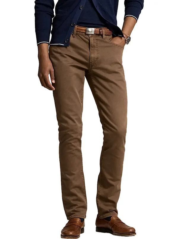 Ralph Lauren Sullivan Slim Knitlike Chino Pant - Dark Brown