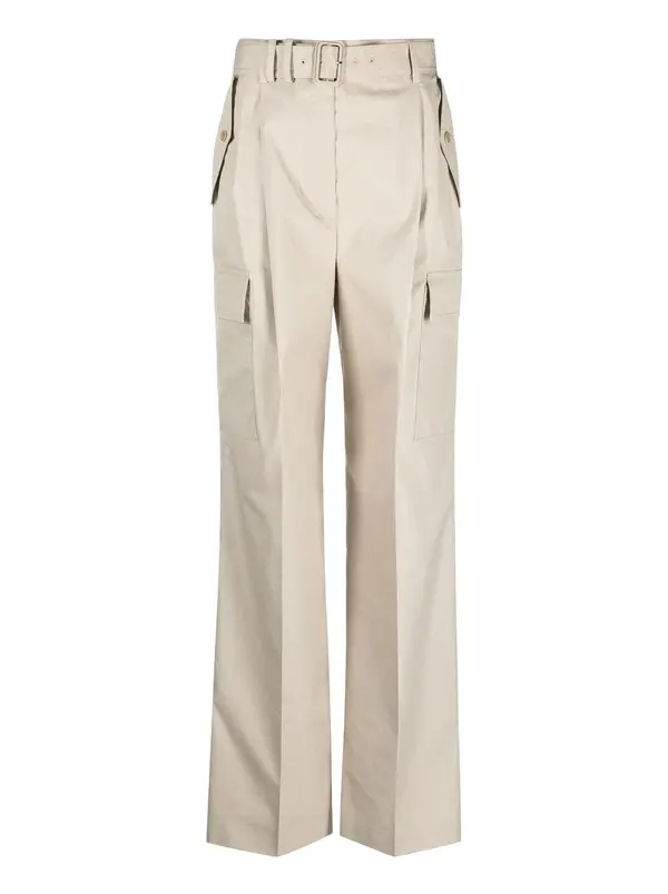 Prada Belted Wide-leg Trousers - Neutrals