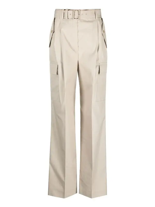 Prada Belted Wide-leg Trousers - Neutrals