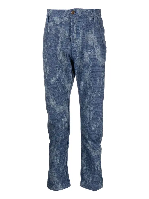 PORTS V Distressed Tapered Trousers - Blue