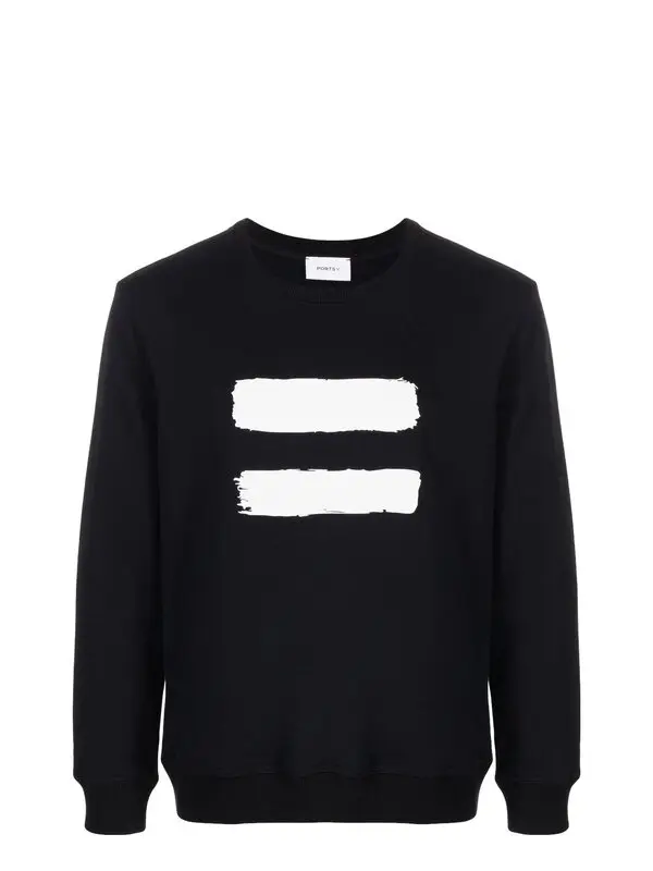PORTS V Slogan-print Long-sleeve Sweatshirt - Black