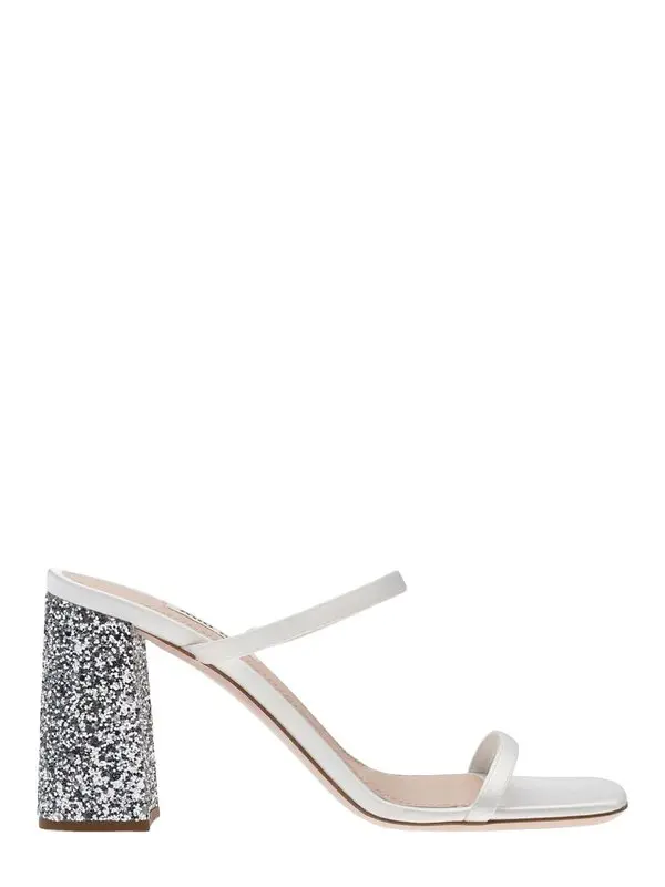 Miu Miu 85mm Glitter-detail Sandals - White