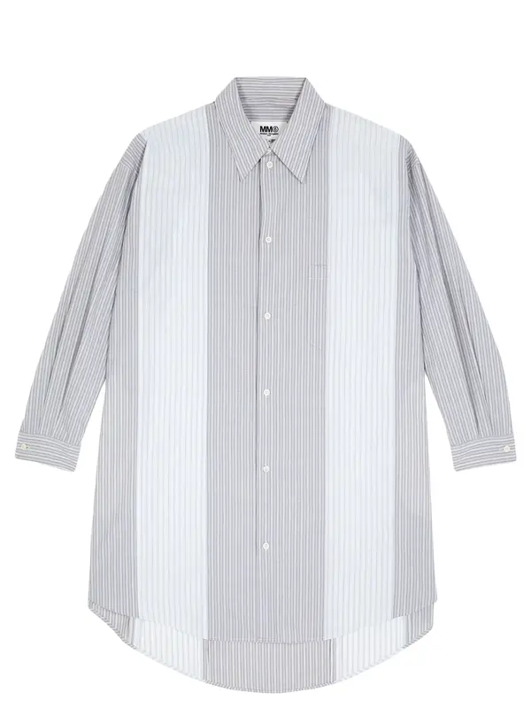 MAISON MARGIELA Striped Cotton Shirt Dress - Grey