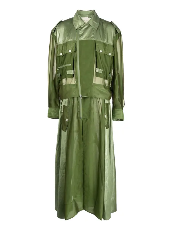 FENG CHEN WANG Sheer-paneling Jacket - Green
