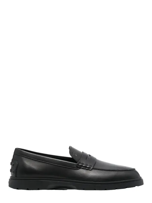 TOD'S Leather Penny Loafers - Black