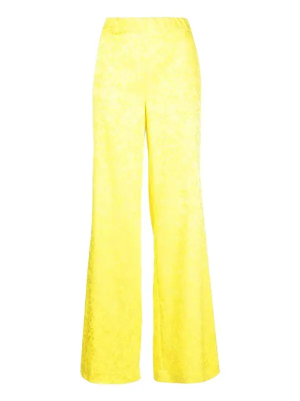P.a.r.o.s.h Floral-jacquard Wide-leg Trousers - Yellow