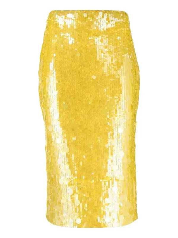 P.a.r.o.s.h Sequin-embellished Midi Skirt - Yellow