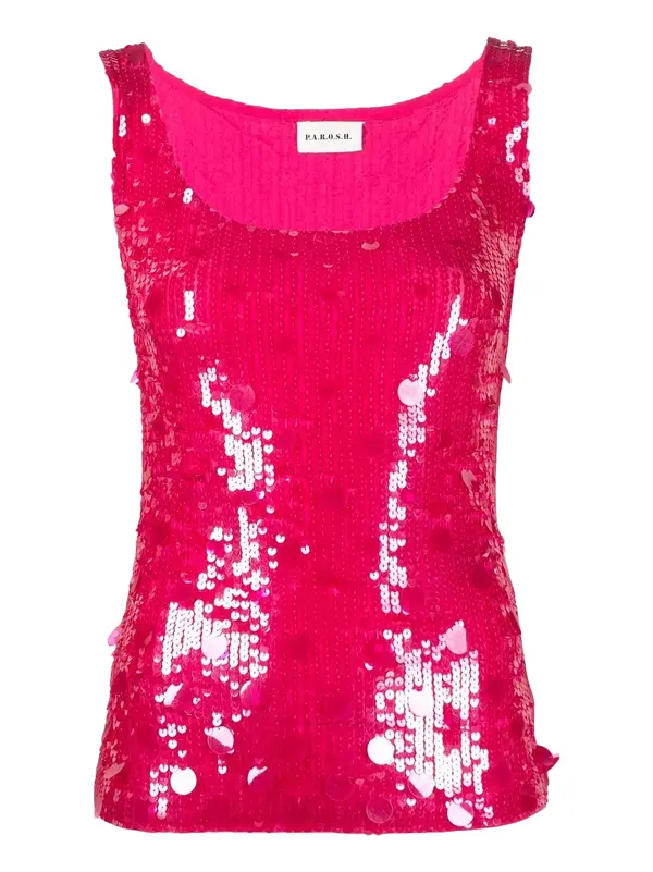 P.a.r.o.s.h Sequin-embellished Tank Top - Pink