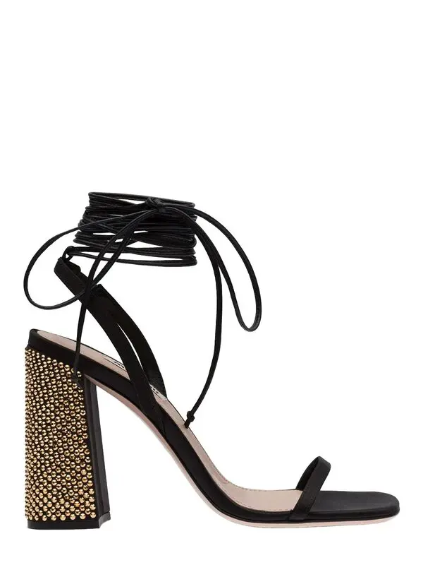 Miu Miu 100mm Ankle Tie-fastening Sandals - Black