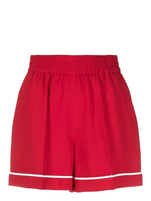 Red Valentino Contrast-trim Crepe Shorts - Red