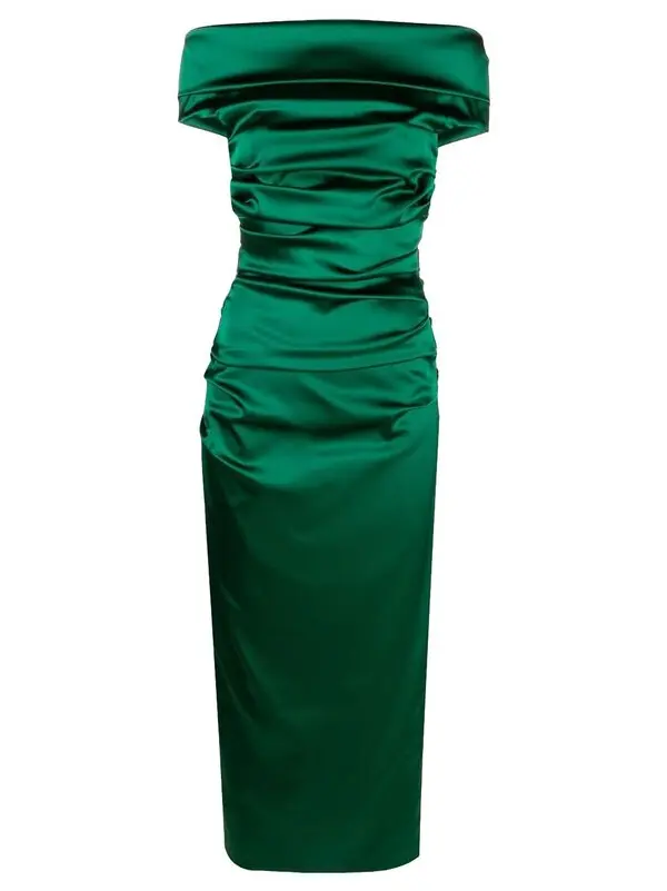 Talbot Runhof Draped Off-the-shoulder Dress - Green