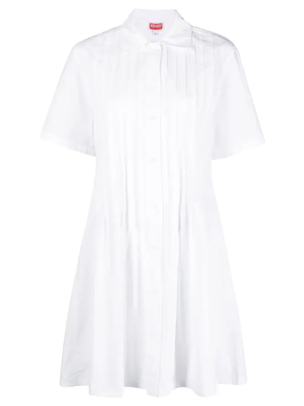 Kenzo Pintuck Short-sleeve Dress - White