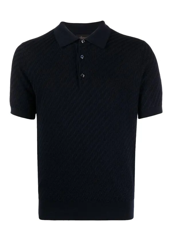 Brioni Waffle-knit Polo Shirt - Blue