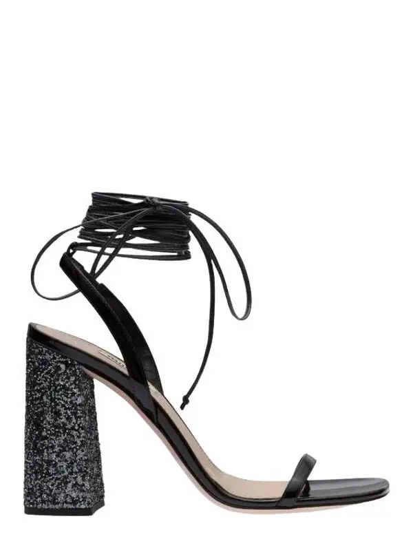 Miu Miu Tie-fastening Glitter Sandals - Black