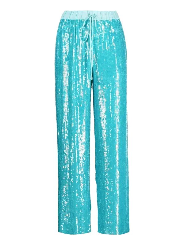 P.a.r.o.s.h Sequin-embellished Straight-leg Trousers - Blue