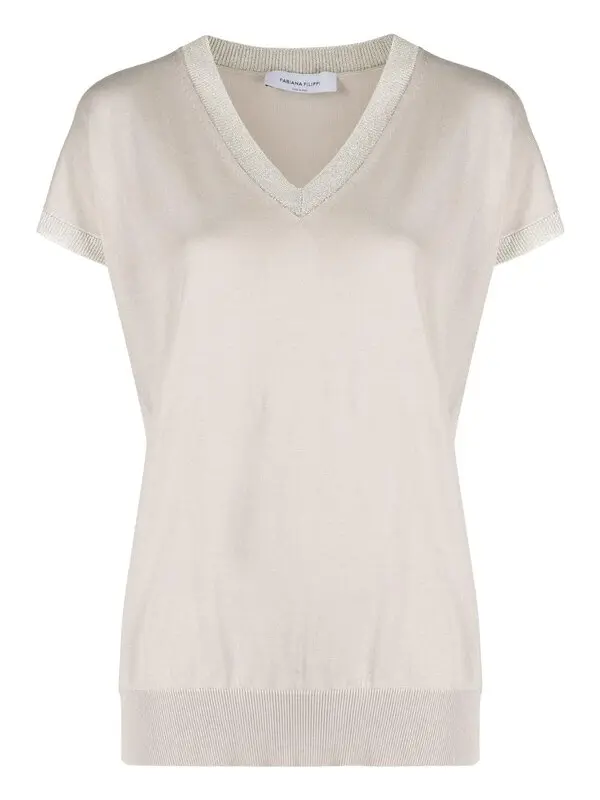 Fabiana Filippi V-neck Fine-knit Top - Neutrals