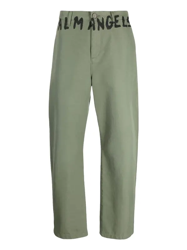 Palm Angels Logo-print Chino Trousers - Green