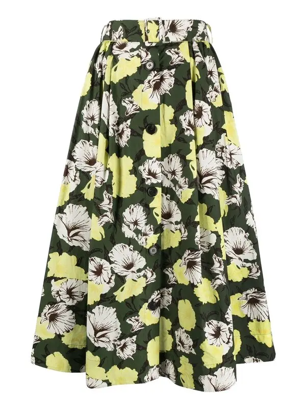 MSGM Hibiscus Camouflage-print Skirt - Green