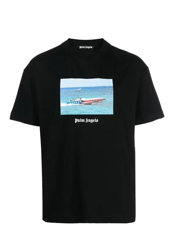 Palm Angels Getty Speedboat-print T-shirt - Black