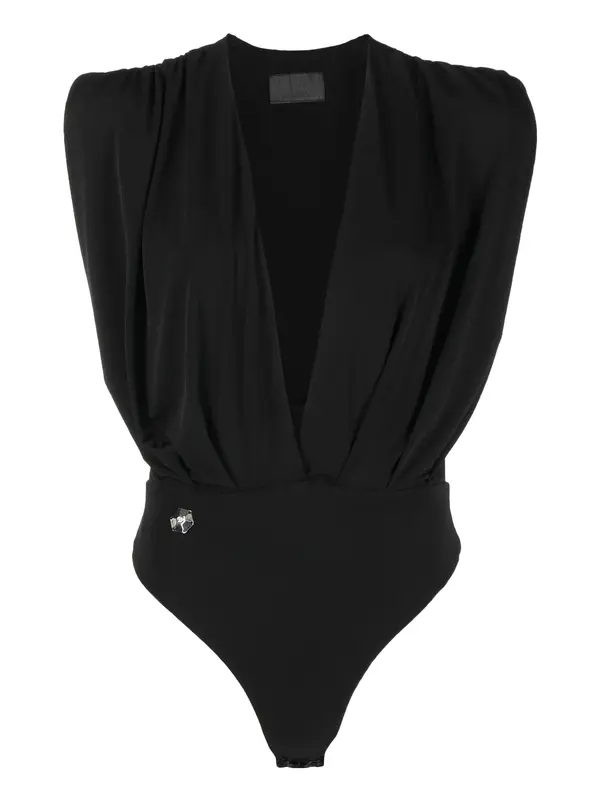Philipp Plein Plunging V-neck Bodysuit - Black