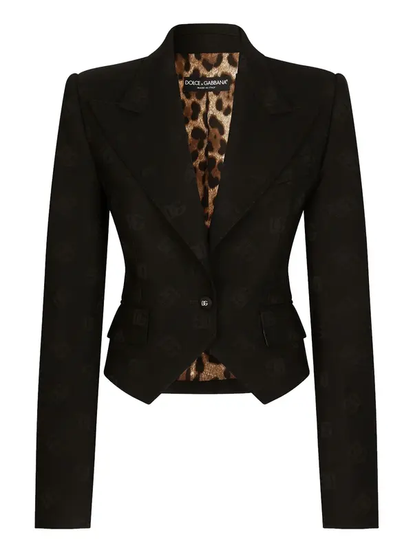 Dolce & Gabbana Jacquard Wool Spencer Blazer - Black
