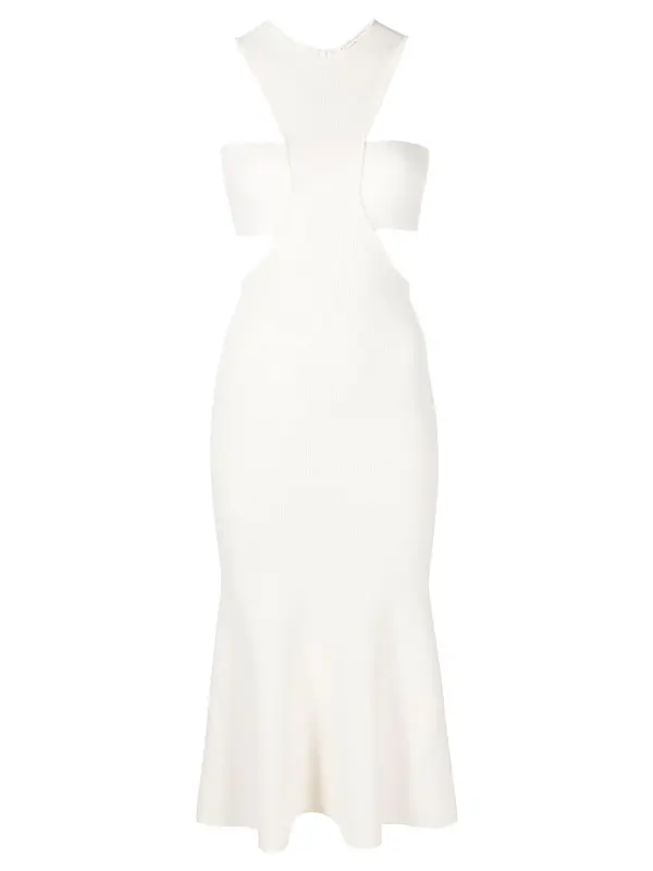 Alexander McQueen Slashed Harness Rib-knit Dress - Neutrals
