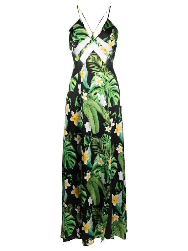 Philipp Plein Hawaii Printed Silk Maxi Dress - Black