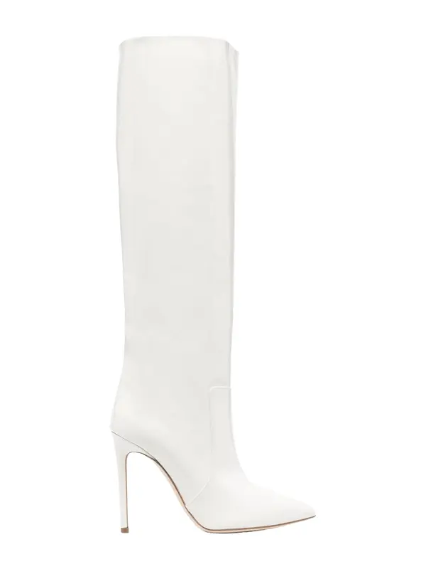 Paris Texas 110mm Stiletto Leather Boots - White