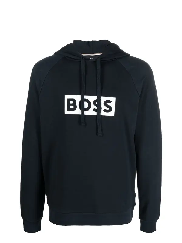 Hugo Boss Logo-print Drawstring Hoodie - Blue