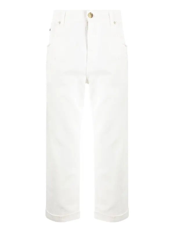 Etro Tonal-embroidered Cotton Trousers - White