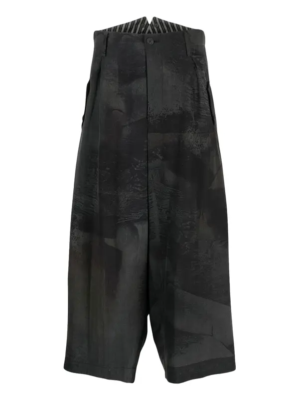 Yohji Yamamoto Cropped Wide-leg Trousers - Black