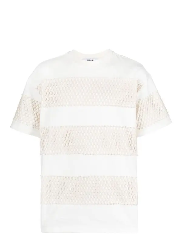 MSGM Mesh-panel Short-sleeved T-shirt - White