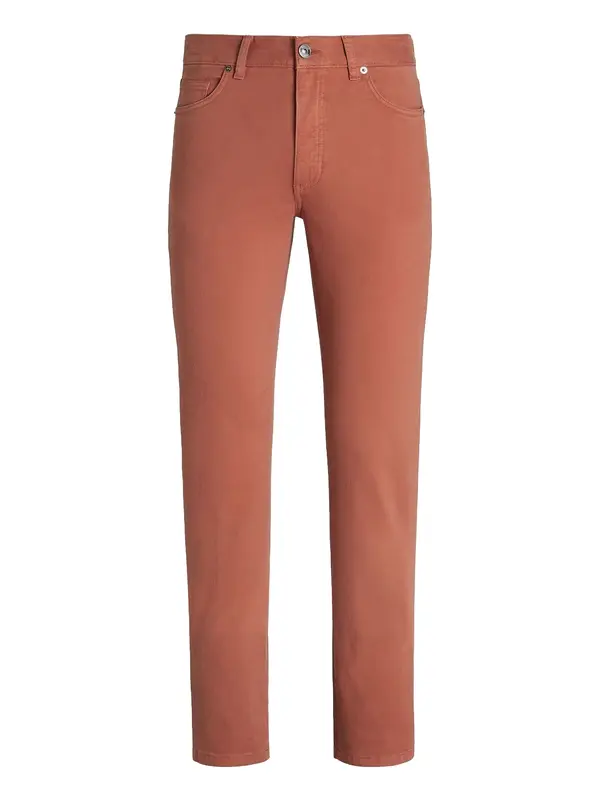 Zegna Slim-fit Stretch Cotton Jeans - Orange