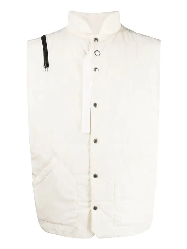TAKAHIROMIYASHITA THESOLOIST. Padded Gilet Jacket With Zip Detail - White