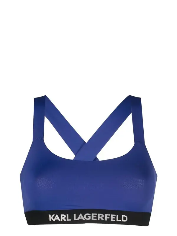 Karl Lagerfeld Logo-print Bandeau Top - Blue