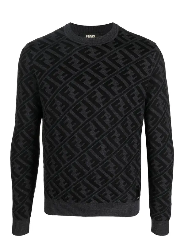 Fendi Ff Monogram-pattern Jumper - Grey