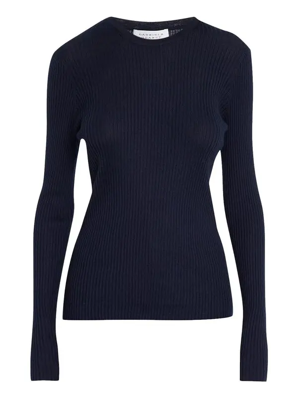 Gabriela Hearst Browning Cashmere Ribbed Top - Dark Navy