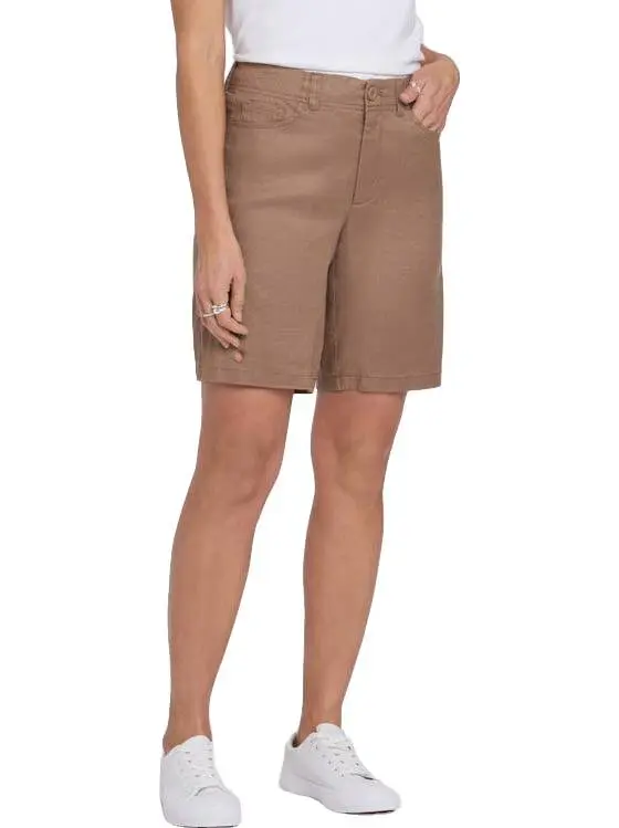 NYDJ Linen Blend Bermuda Shorts - Toasted Coconut